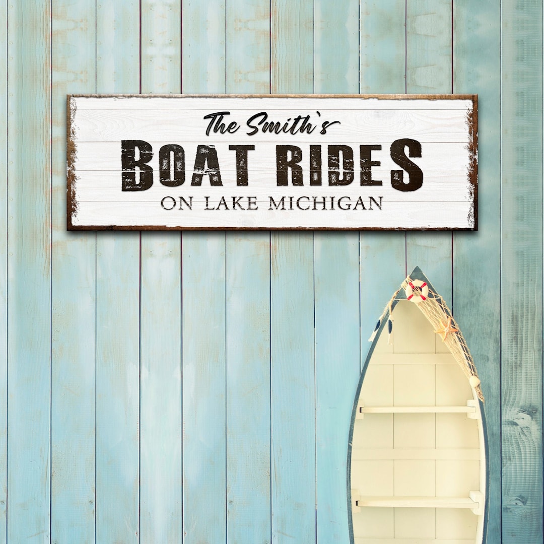 Boat Rides Sign | Custom Lake House Sign | Family Name Wall Decor ...