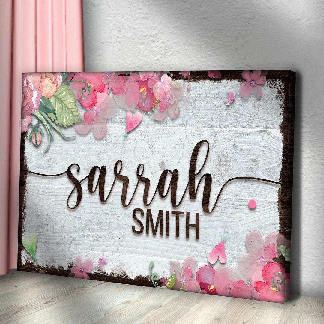 Name Sign for Girl Bedroom Door Sign for Girls Floral Decor - Etsy