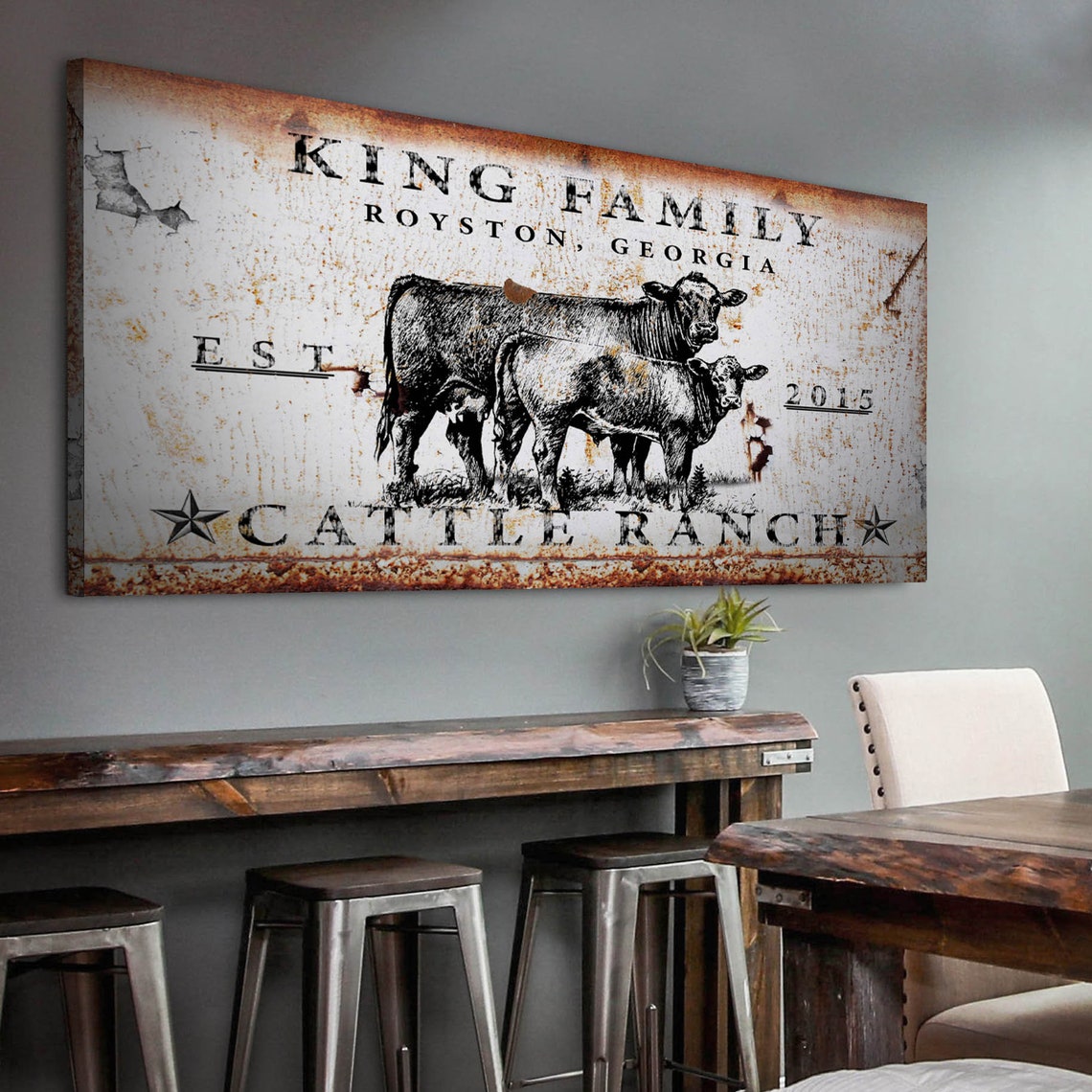 Rustic Cattle Ranch Sign Established Personalized Farmhouse - Etsy