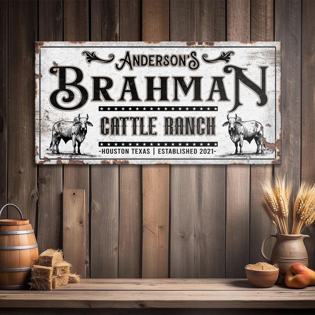Brahman Cattle Sign | Farmhouse Cattle Sign Wall Decor | Cattle Ranch ...