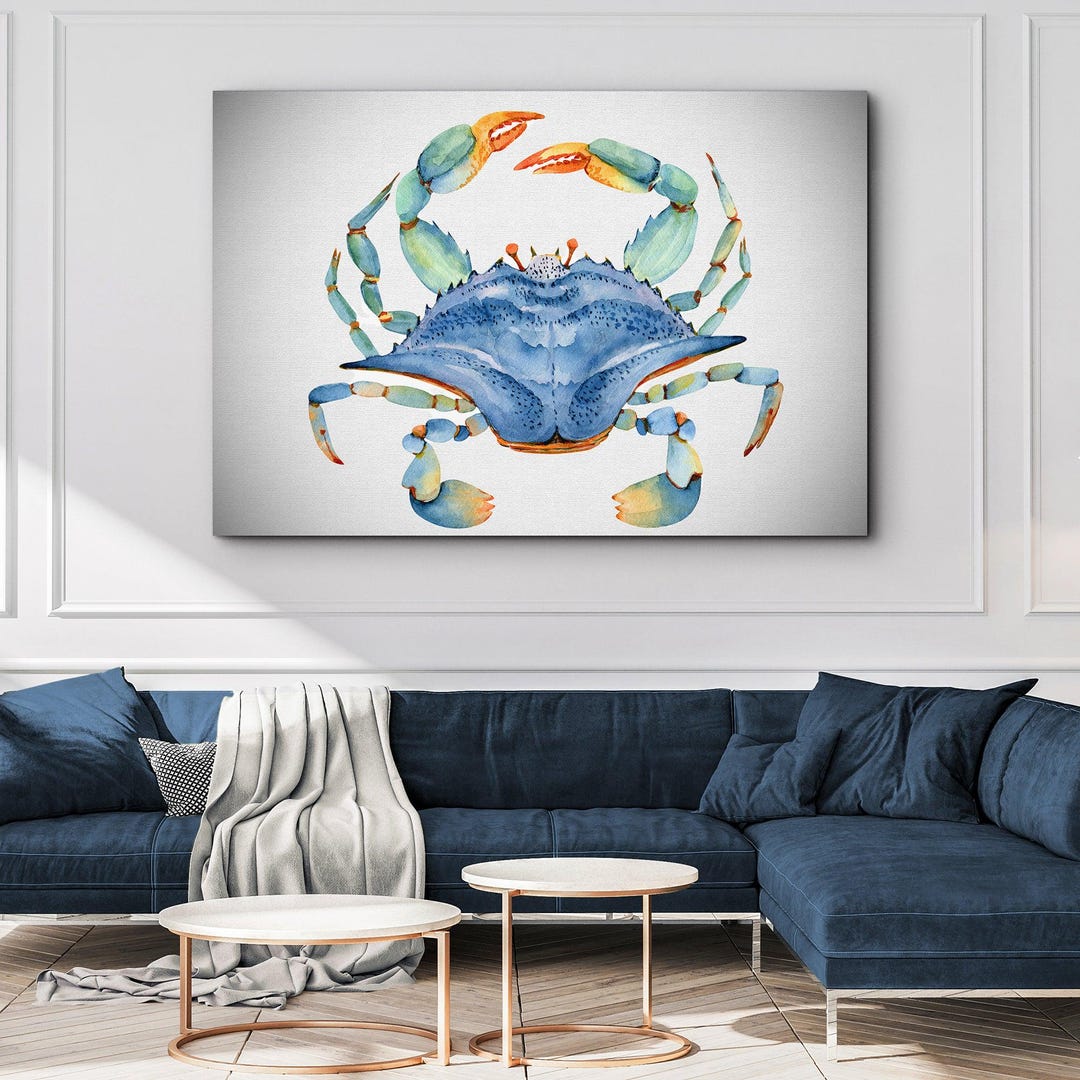 Crab Wall Decor | Coastal Blue Crab Wall Art | Beach Decorations for ...