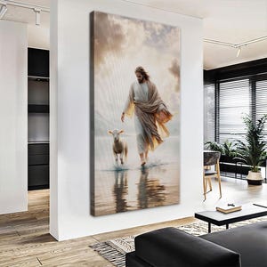 Jesus Protects the Lamb From Wolves Faith Wall Art | Religious Decor ...