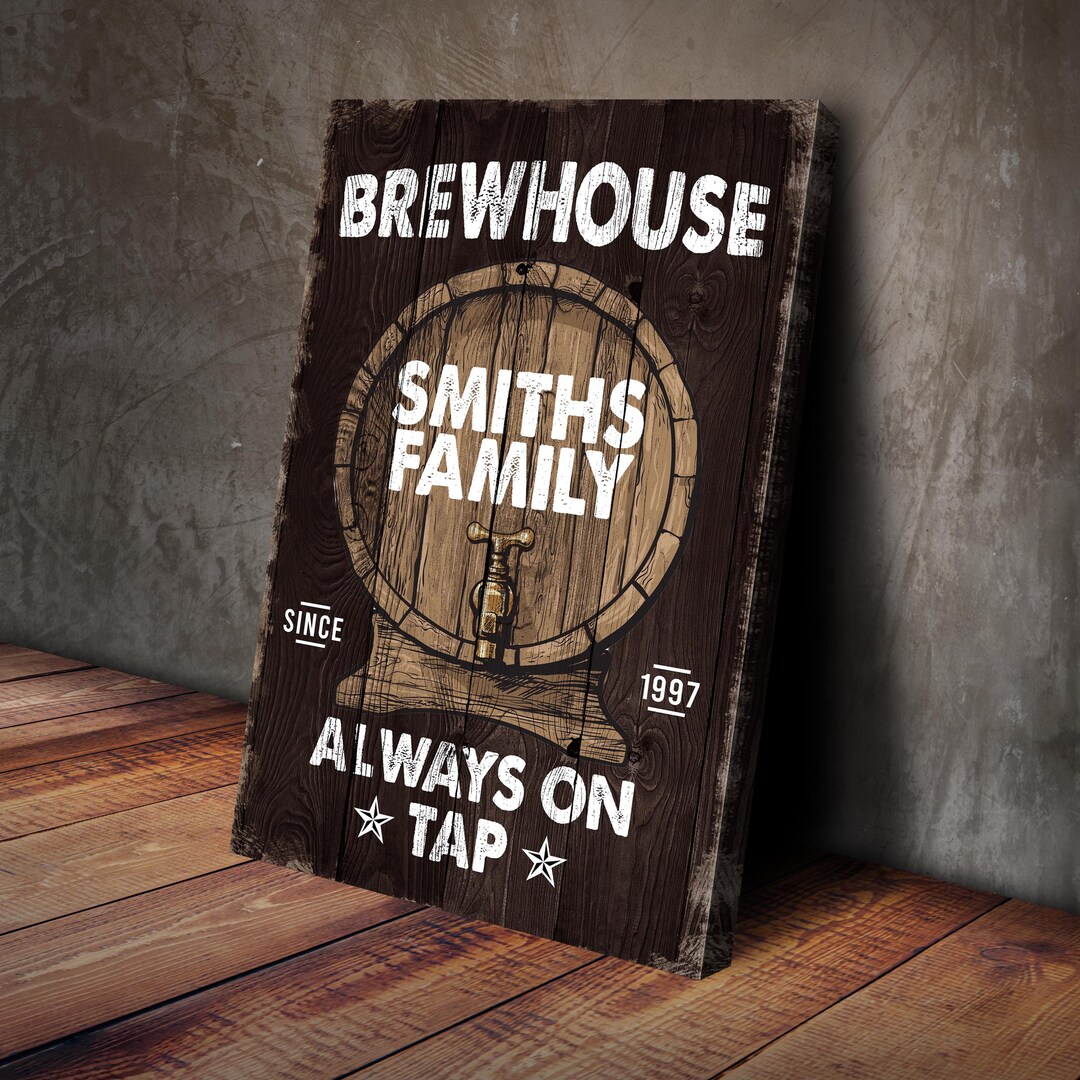 Brewhouse Sign Bar Decor Beer Barrel Home Bar Sign - Etsy