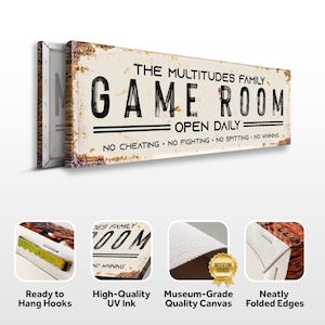 Family Sign Game Room Art | Rustic Gaming Room Name Sign for Wall ...