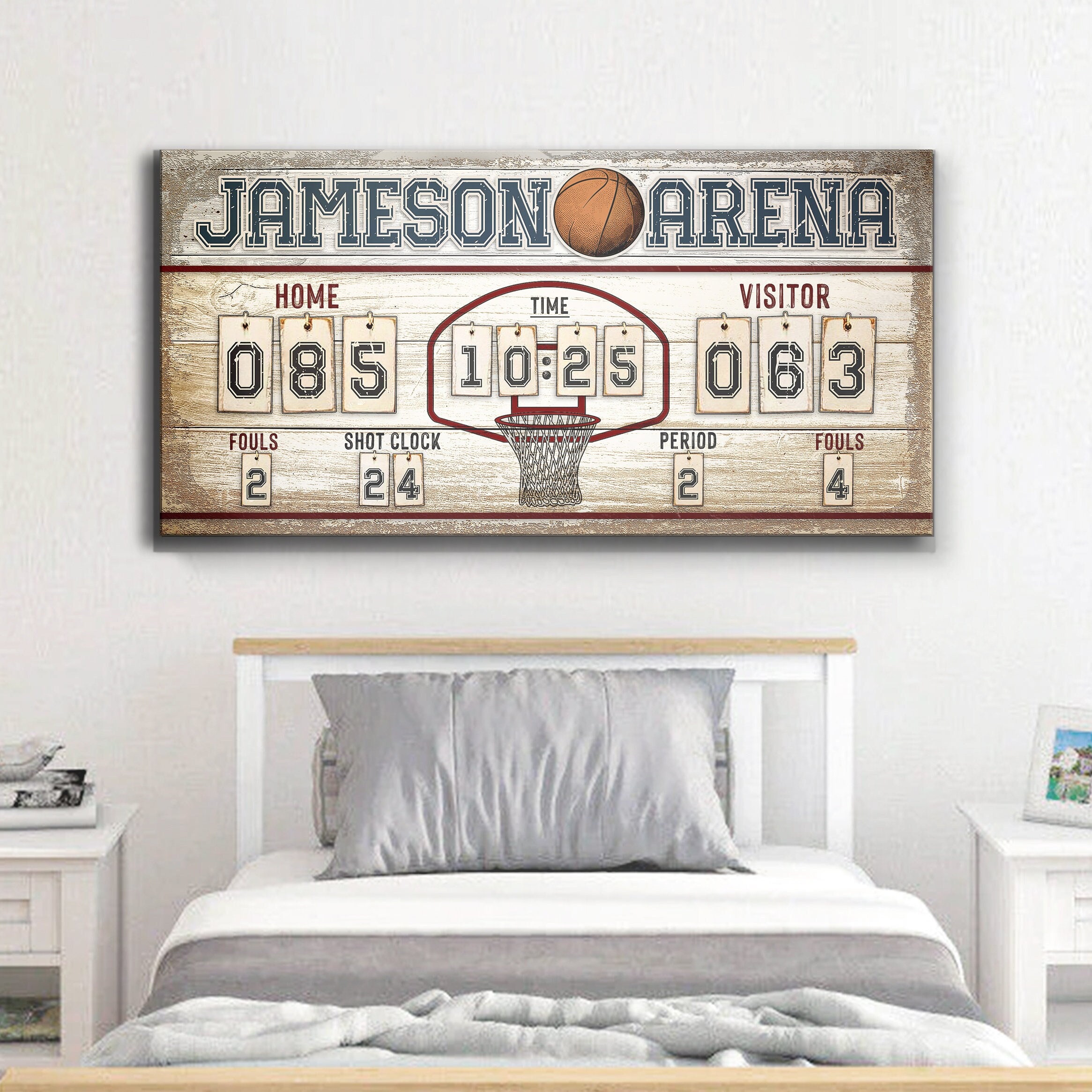 Personalized Basketball Scoreboard Sign | Game Room Wall Decor ...