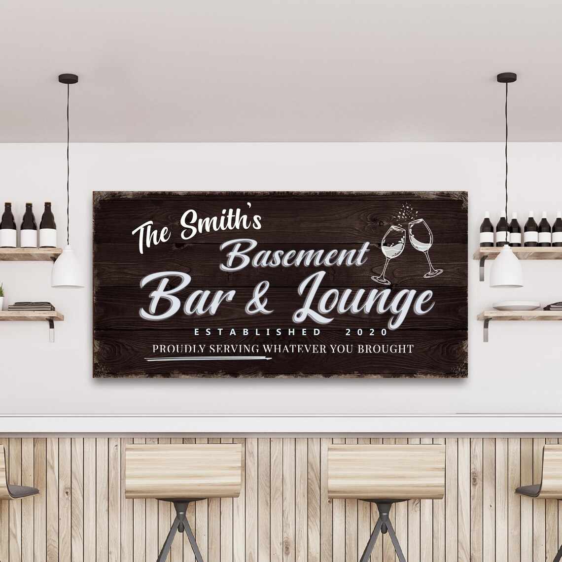 Basement Bar And Launge Sign Proudly Serving Whatever You | Etsy