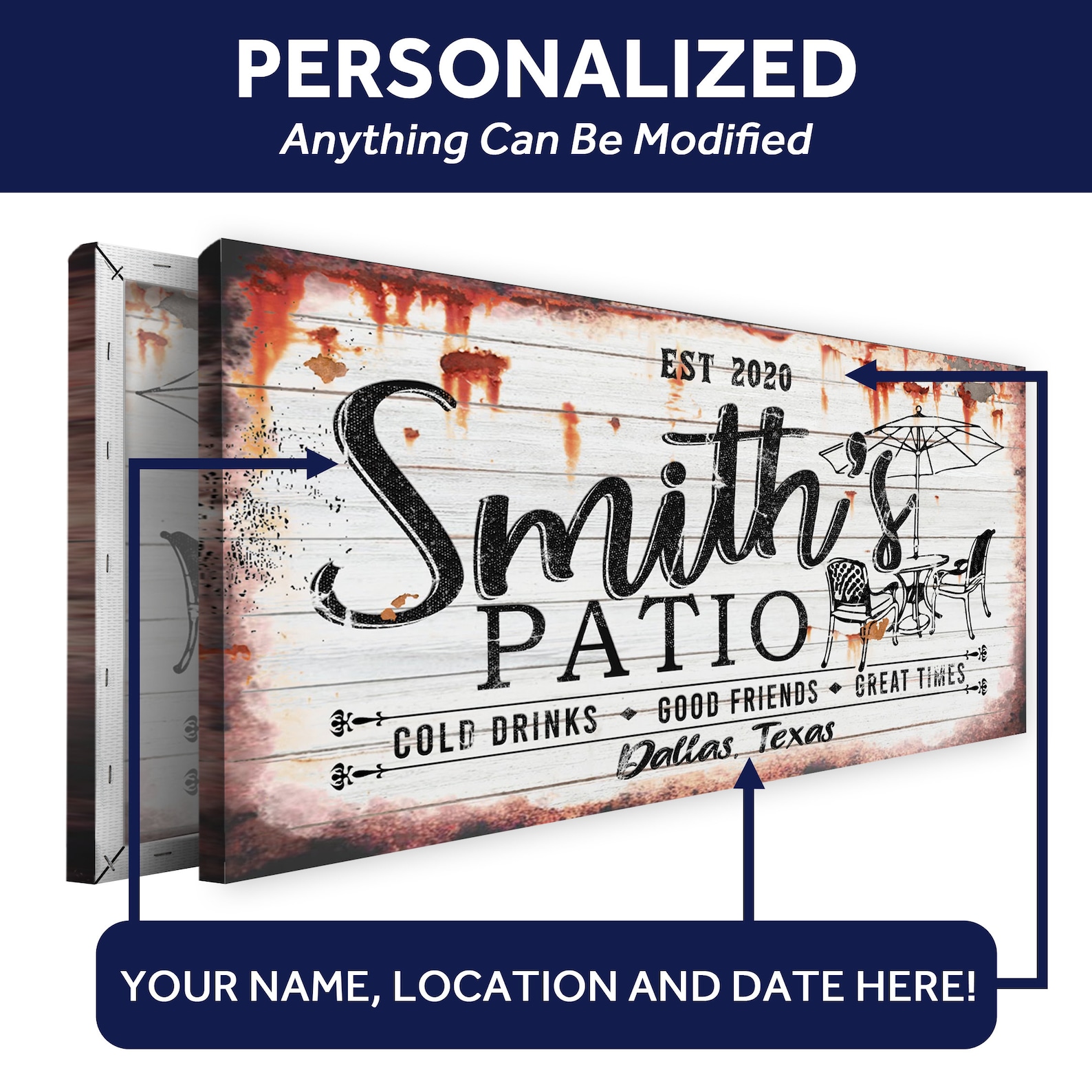 Rustic Patio Name Sign | Personalized Patio Signs | Outdoor Patio Decor ...