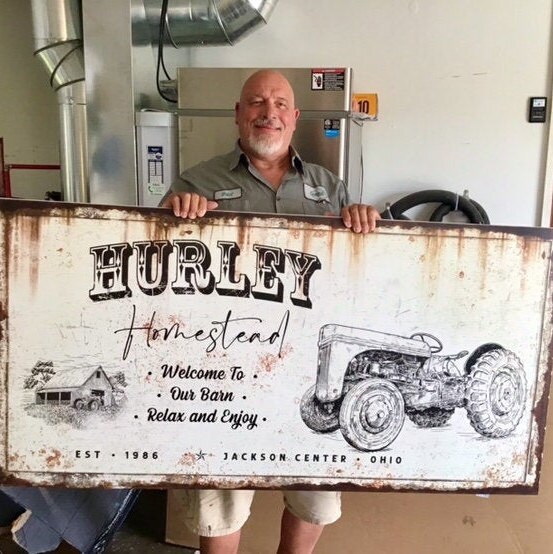 Farm Sign Farmhouse Decor Personalized Gift Vintage Tractor | Etsy