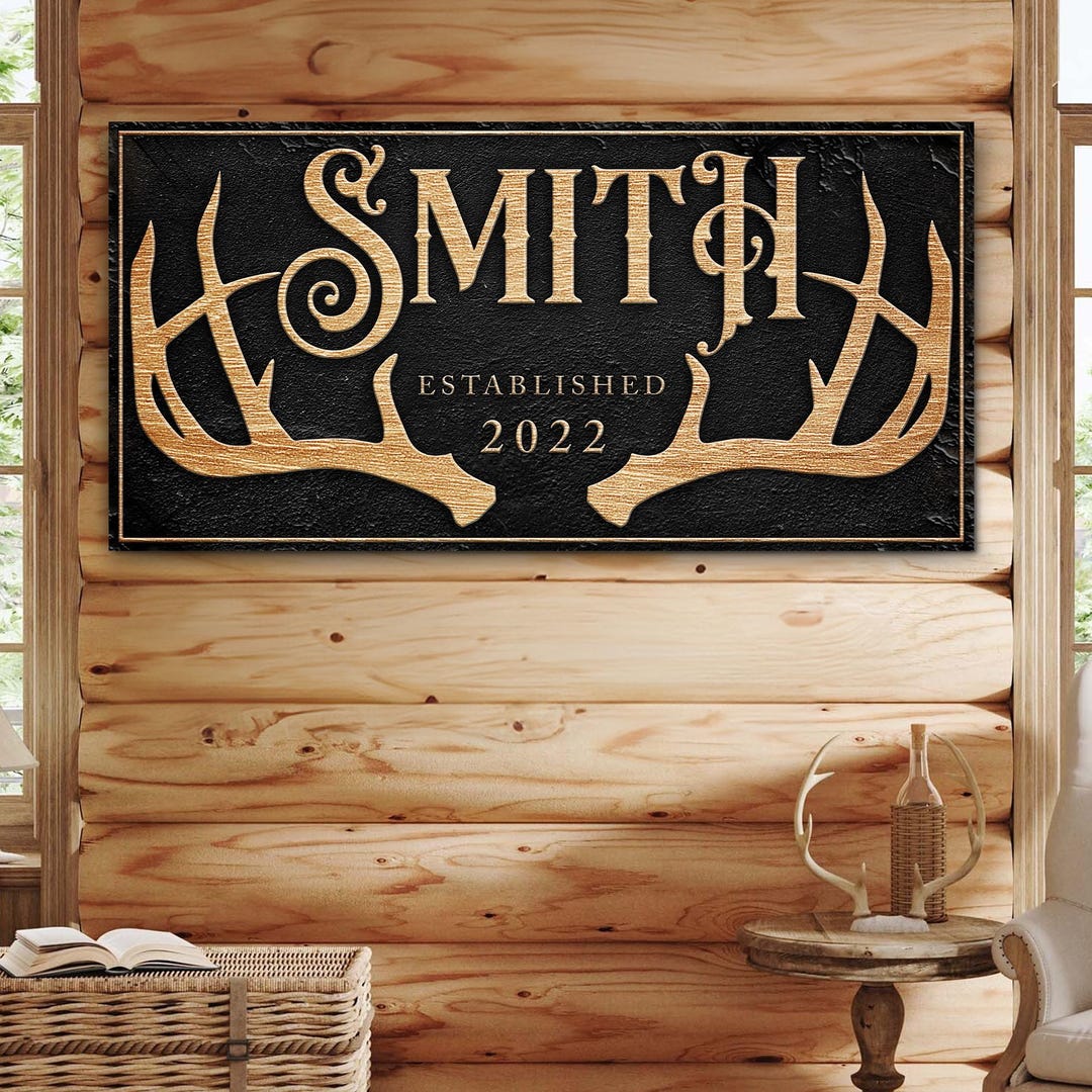 Personalized Hunting Sign | Hunting Gifts for Men | Antler Wall Art ...