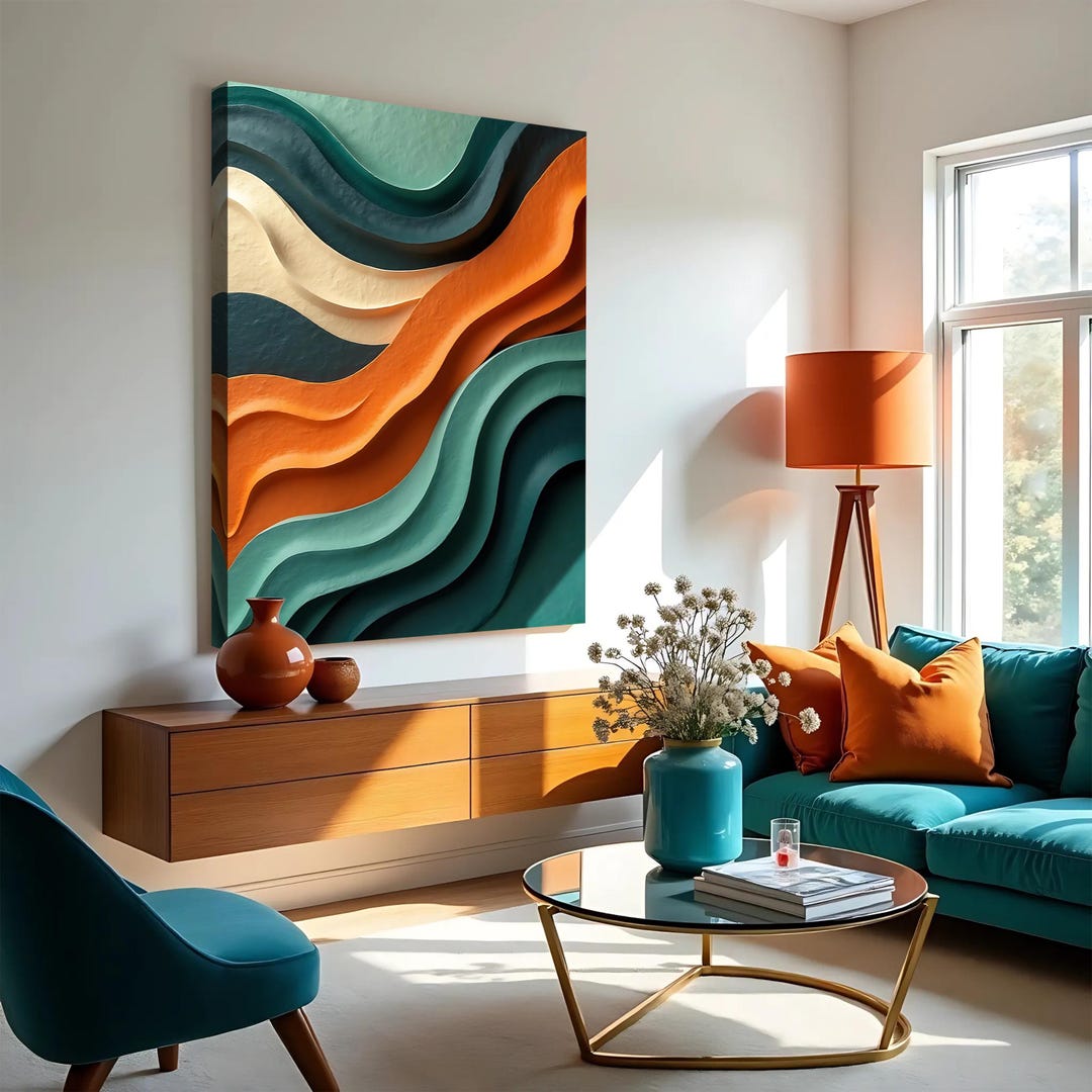 Textured Wave Abstract Wall Art | Minimalist Abstract Wall Decor ...