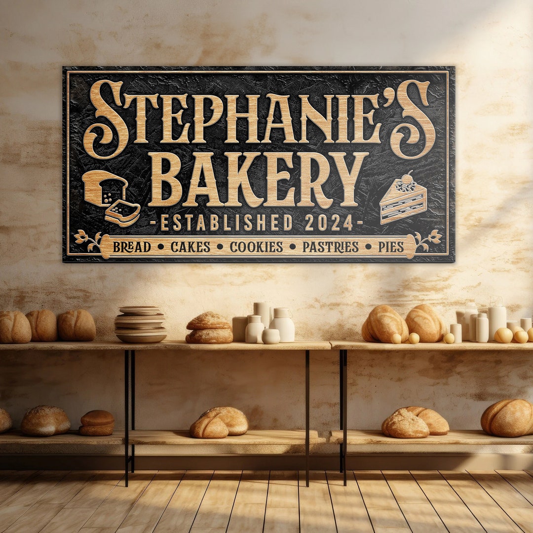 Personalized Name Bakery Sign - Farmhouse Rustic Canvas Design - Etsy