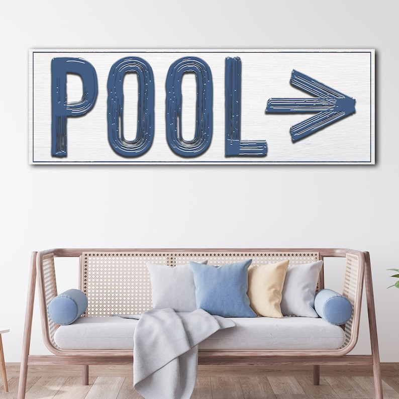 Pool Sign | Pool Arrow Sign Canvas Wall Art | Pool Sign With Arrow Wall ...