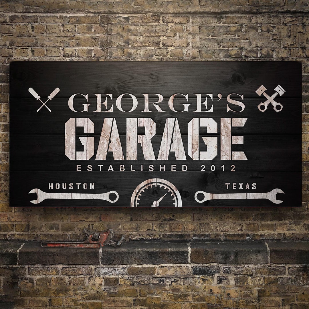Garage Sign | Personalized Dad's Garage Decor | Vintage Garage Wall ...