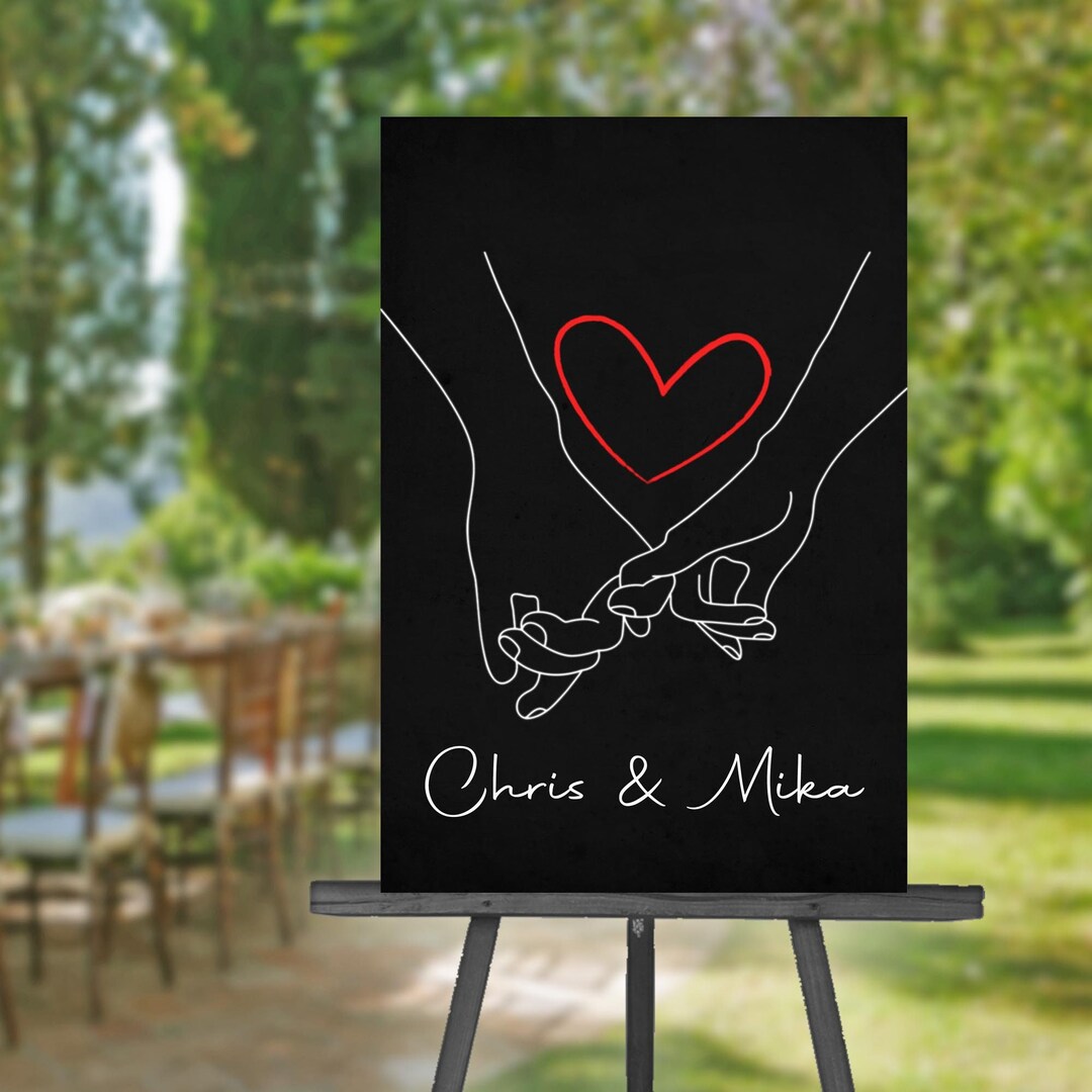Couple Sign Pinky Promise Custom Wedding Art Couple Name - Etsy
