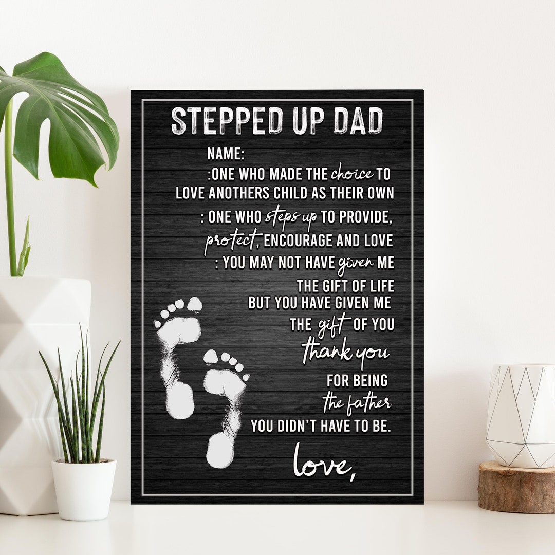 Father's Day Gift Wall Art, Stepped up Dad Definition Sign, Gift for ...