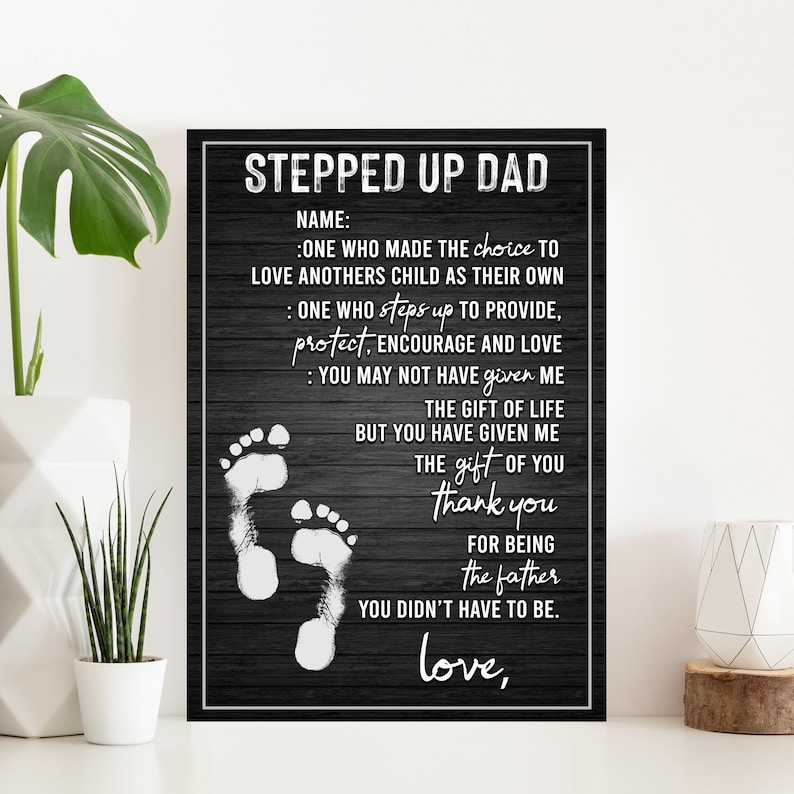 Father's Day Gift Wall Art Stepped up Dad Definition - Etsy
