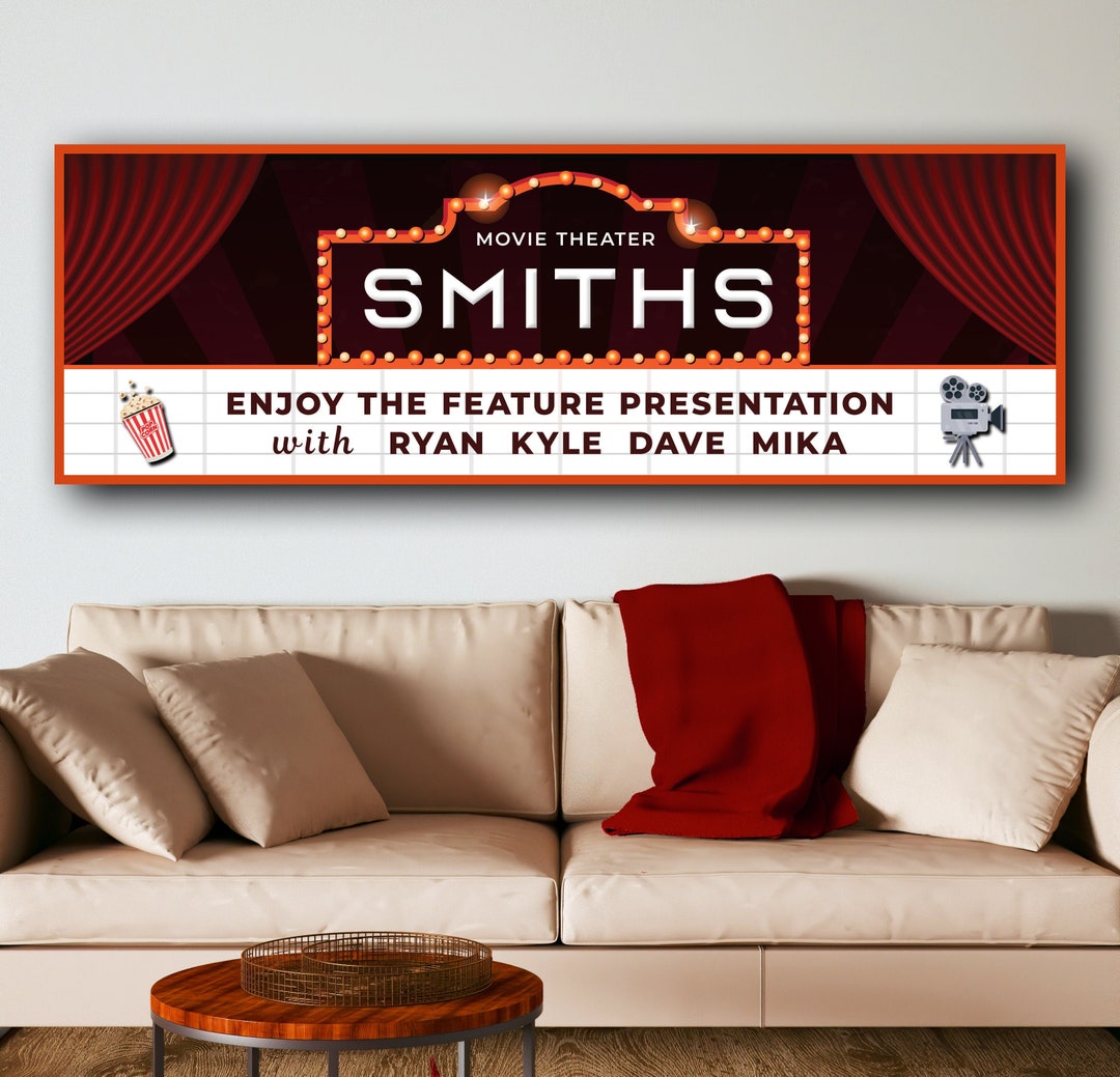 Movie Theater Decor | Custom Sign Home Theater Decor | Family Name Sign ...
