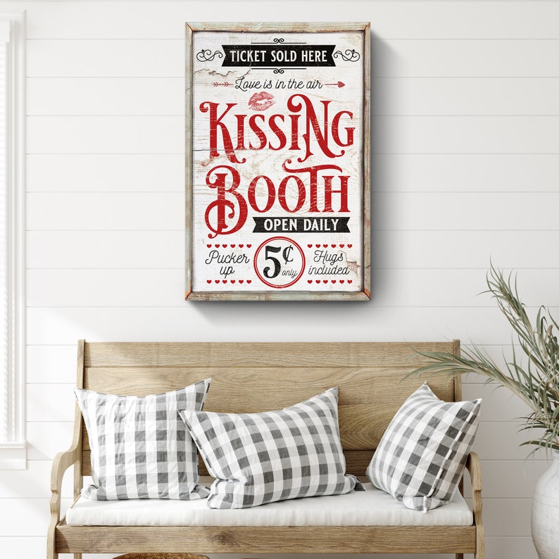Valentines Day Decor | Kissing Booth Sign | Modern Farmhouse Wall Decor ...