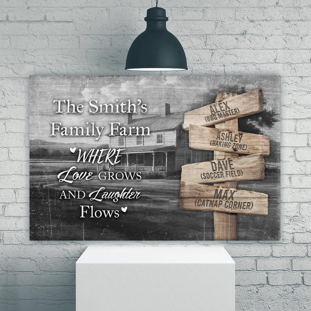 Farmhouse Road Names Signs | Family Name Sign | Names Canvas Wall Decor ...