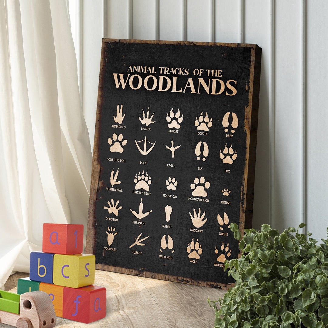 Animal Tracks Sign | Woodland Nursery Decor | 1st Birthday Gift Bedroom ...