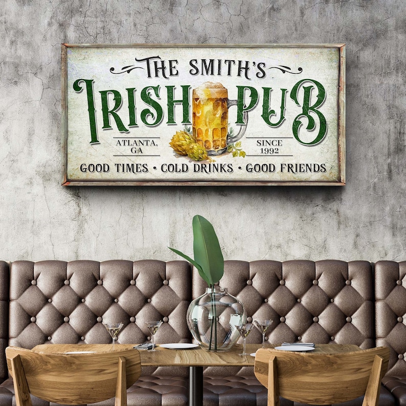 Irish Pub Sign | Personalized Irish Pub Sign Wall Decor | Man Cave Wall ...