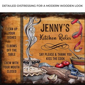 Kitchen Rules Funny Sign | Personalized Kitchen Sign | Funny Kitchen ...