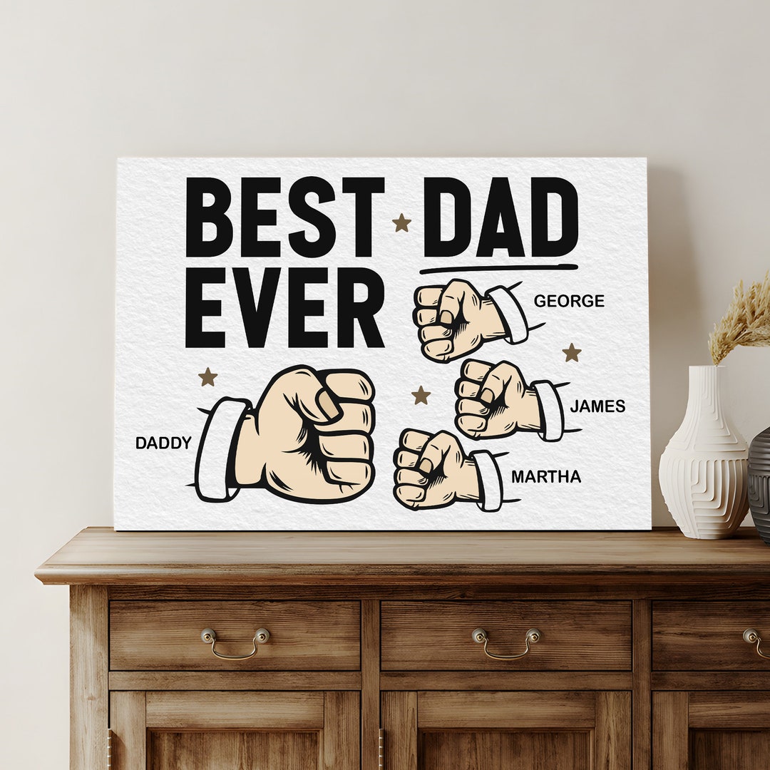Best Dad Ever Wall Art Father's Day Gift Sign Gift for Dad Canvas Art ...