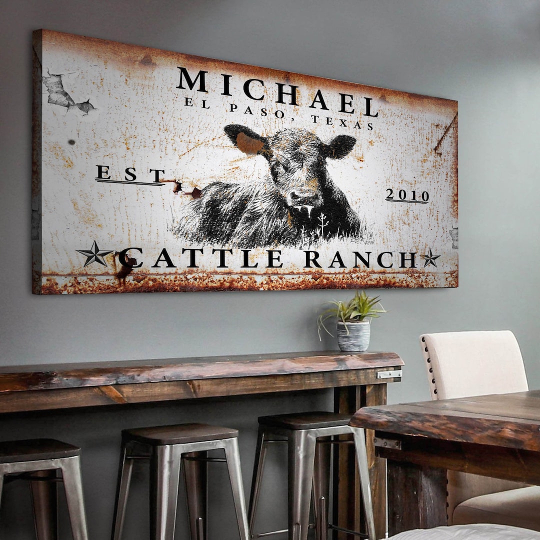 Cattle Sign | Cow Print Ranch Wall Decor | Cattle Ranch Sign Cow Wall ...