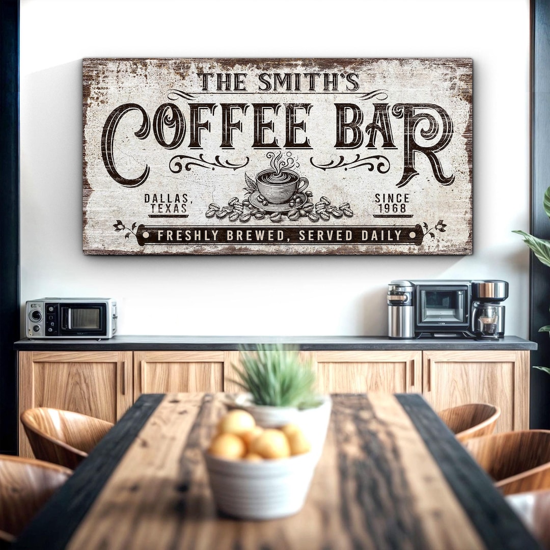 Custom Coffee Bar Sign | Coffee Bar Decor | Kitchen Coffee Sign ...