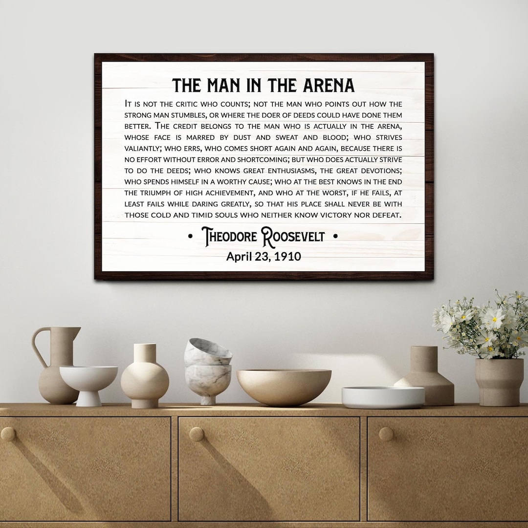 Man in the Arena | Office Wall Decor | Theodore Roosevelt Quote ...