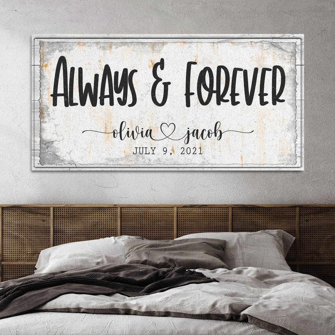 Always and Forever Sign Personalized Couple Sign Wall Art Anniversary ...