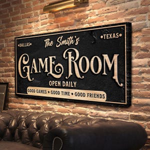 Personalized Game Room Sign | Game Room Wall Art | Gamer Gift Canvas ...