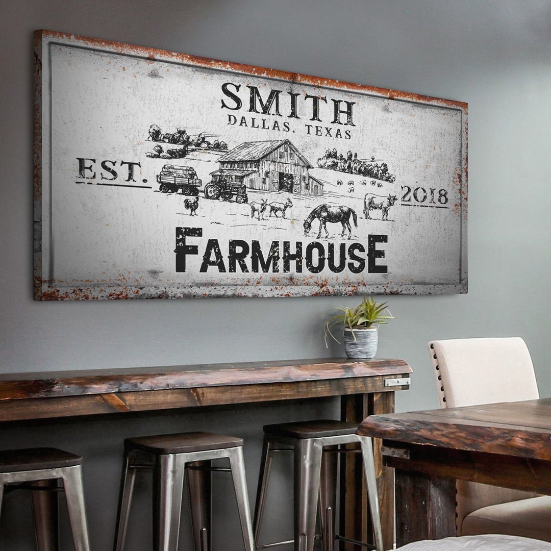 Farmhouse Sign | Farmhouse Wall Decor | Last Name Sign Custom Canvas ...