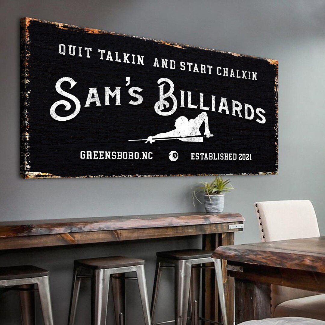 Billiard Sign | Custom Bar Sign | Game Room Wall Decor | Established ...