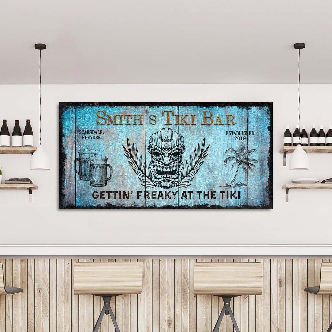 Tiki Bar Sign | Established Name Beer Sign | Personalized Tiki Bar Sign ...
