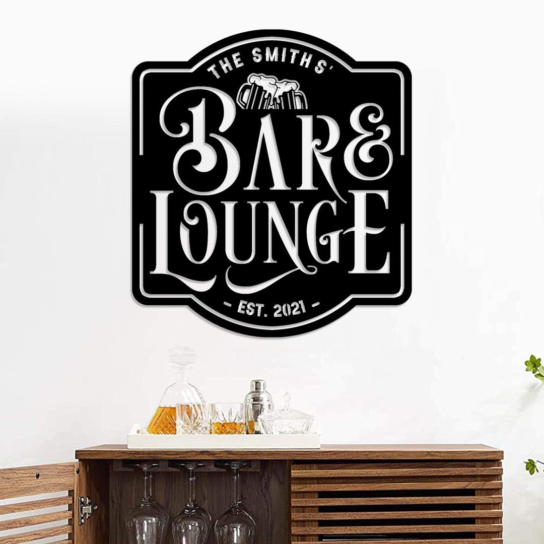 Bar and Lounge Metal Bar Sign | Man Cave Bar Signs | Bar Sign for Home ...