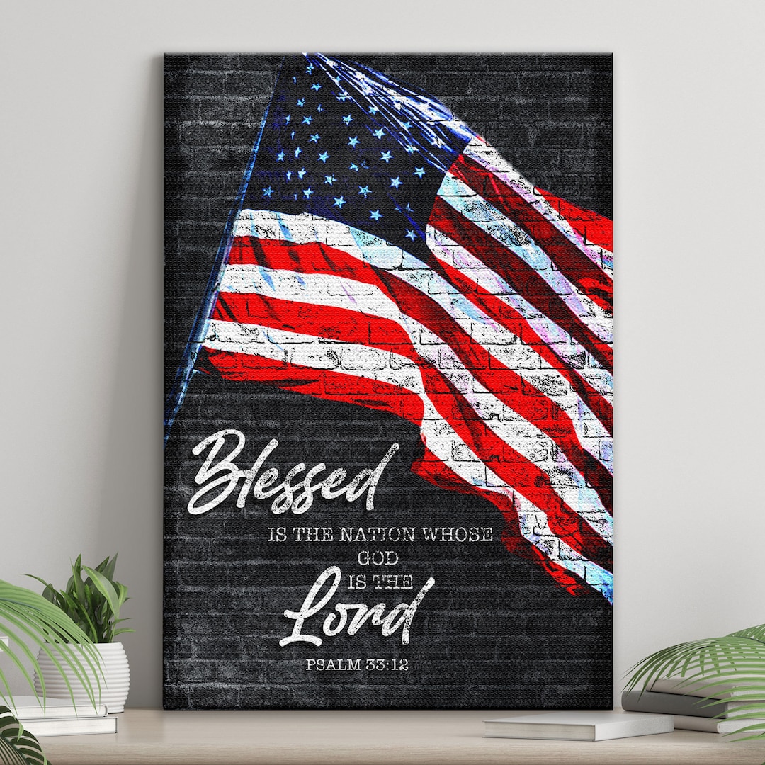 Psalm 33:12 Canvas | Blessed is the Nation Whose God is the Lord Sign ...