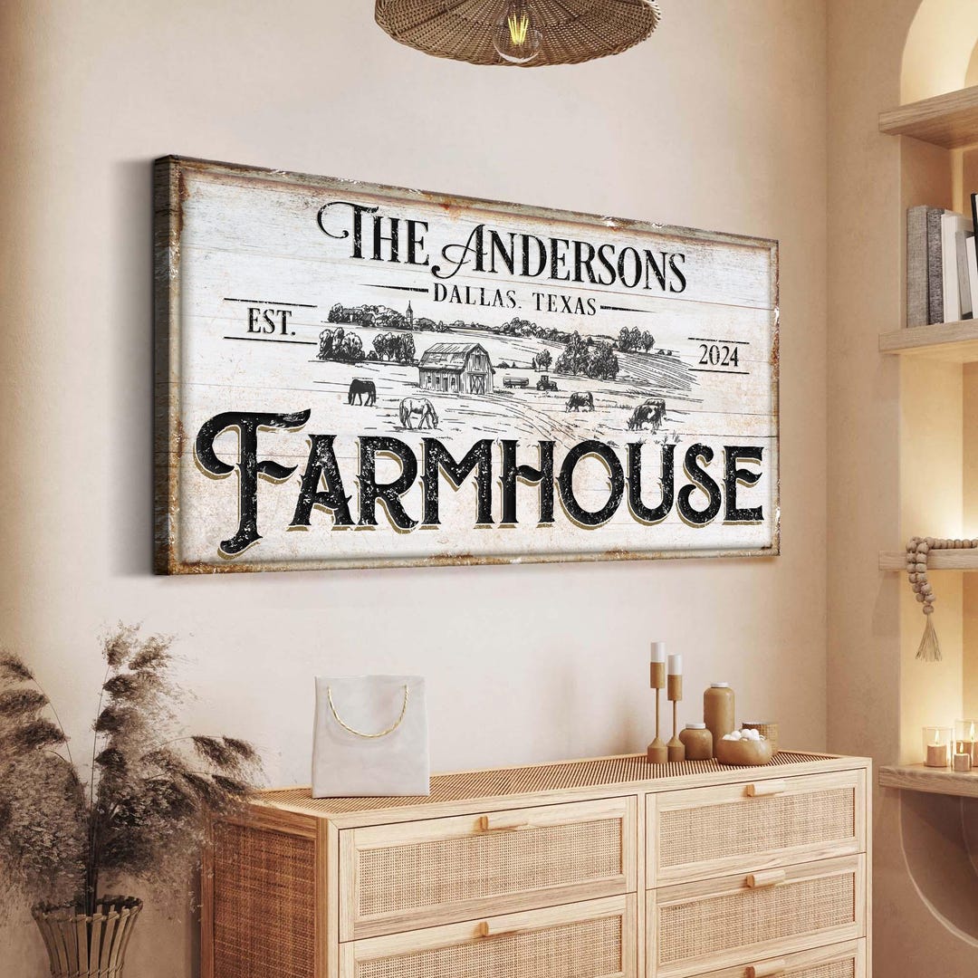 Rustic Farmhouse Wall Art | Farmhouse Sign | Personalized Name Canvas ...