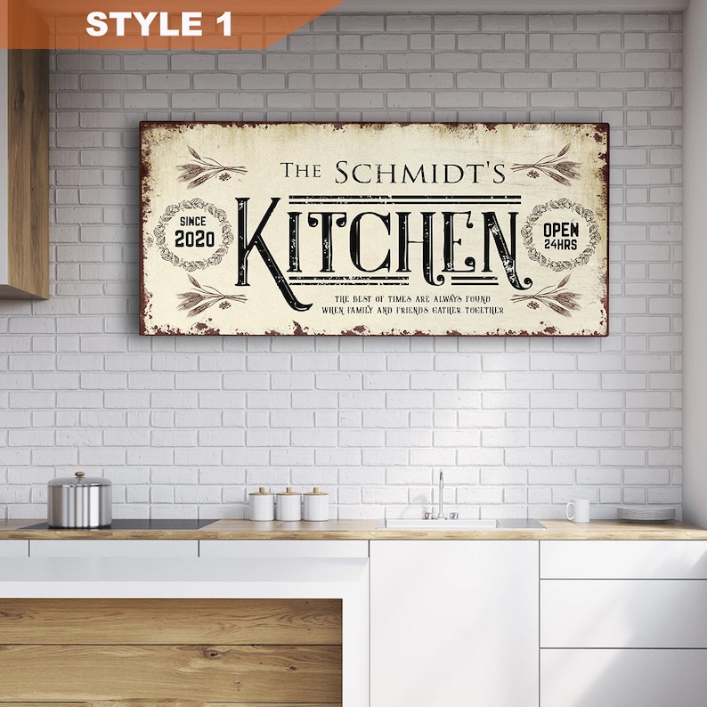 Kitchen Decor | Personalized Kitchen Sign Family Name | Kitchen Wall ...