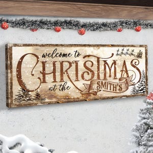 Welcome to Christmas Sign | Personalized Christmas Name Sign Wall Décor ...