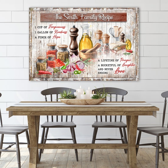 Personalized Kitchen Sign Farmhouse Kitchen Family Recipe - Etsy