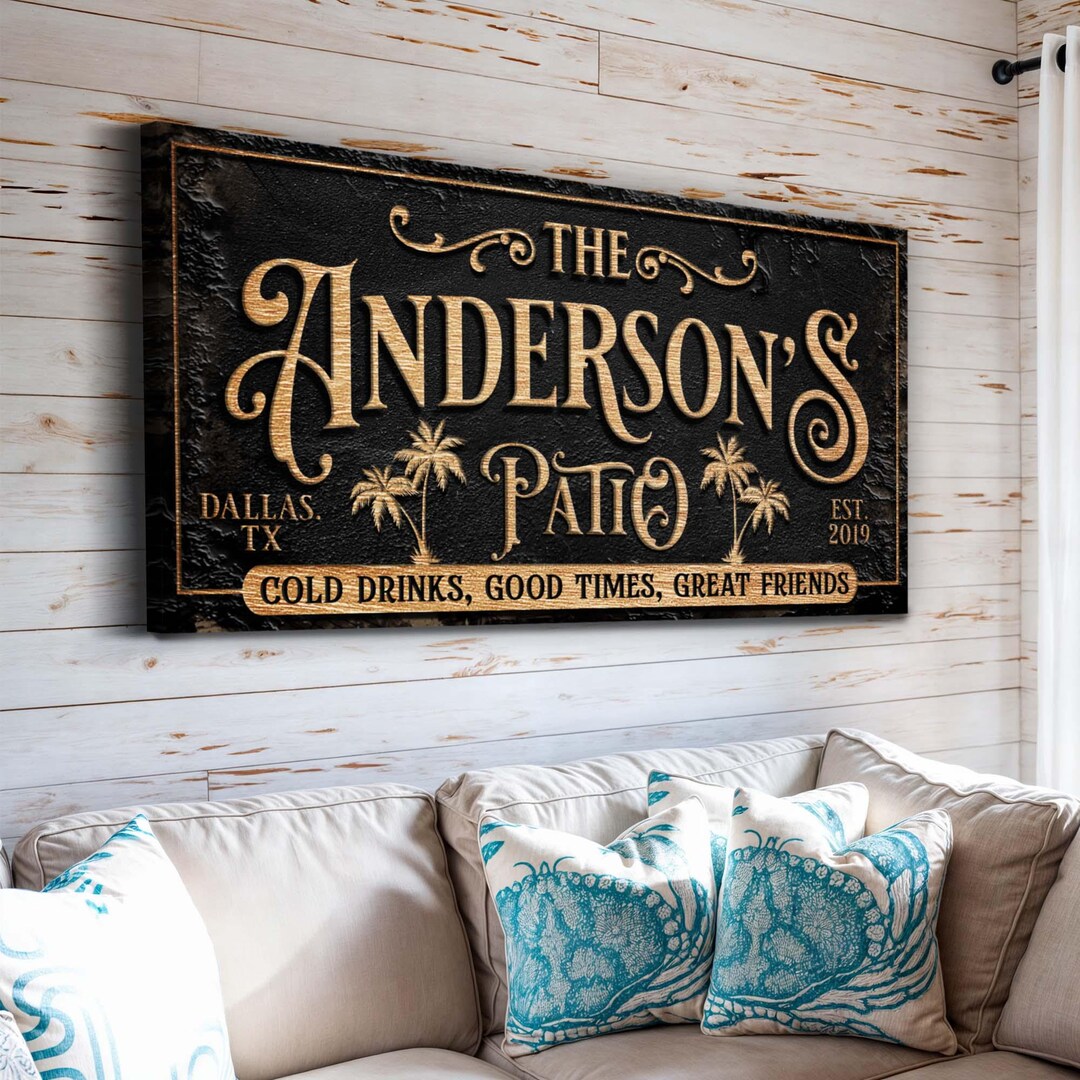 Personalized Backyard Patio Sign | Custom Bar Sign | Vintage Patio ...
