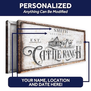 Custom Cattle Ranch Sign | Cow Sign Farm Wall Decor | Farmhouse Cattle ...