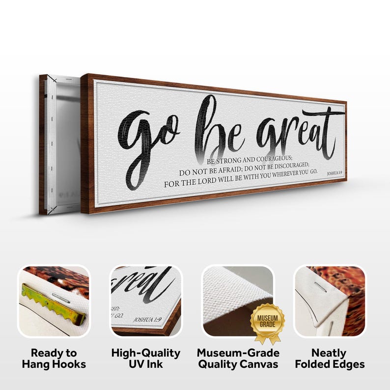 Go Be Great Joshua 1:9 Faith Sign | Christian Home Decor | Living Room ...