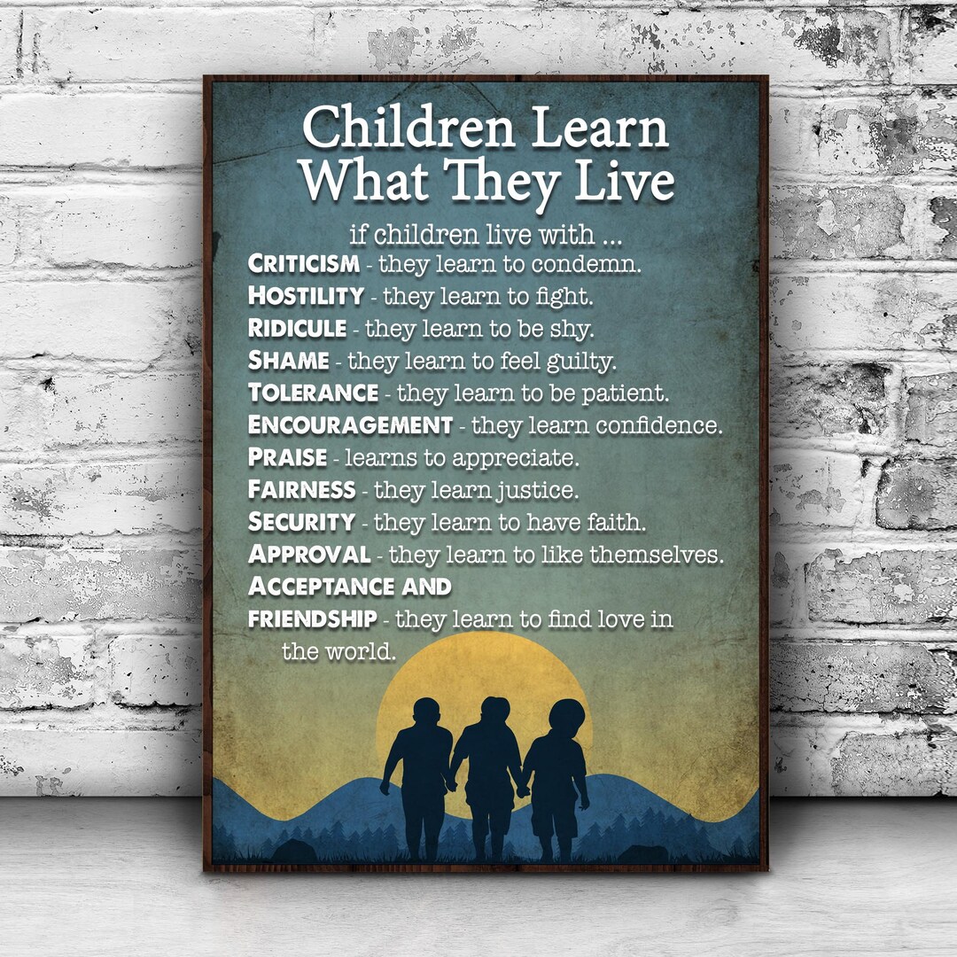 Children Learn What They Live Sign | A Child Learns What He Lives Wall ...