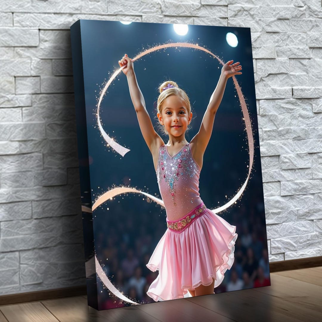 Personalized Gymnast Portrait Canvas | Custom Gymnast Decor | Young ...