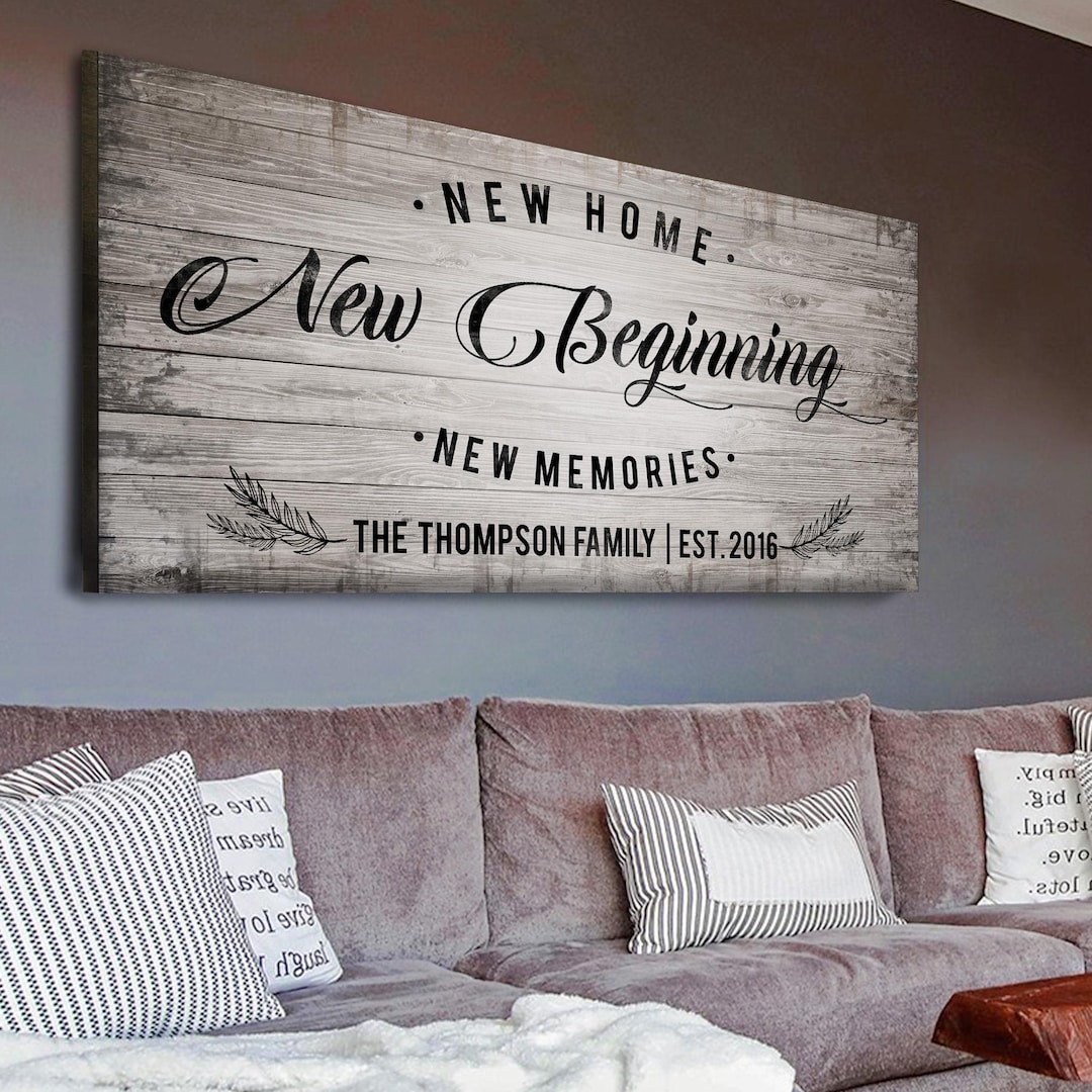 New Home Sign | Custom Family Name Wall Art | Living Room Wall Decor ...