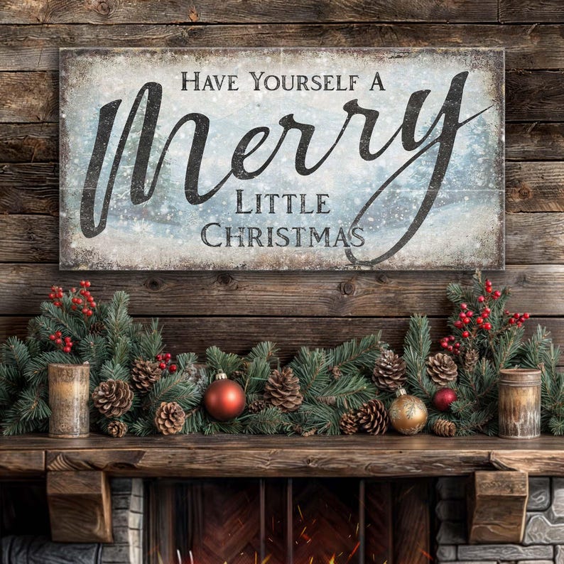 Vintage Have Yourself A Merry Little Christmas Sign | Christmas Wall ...