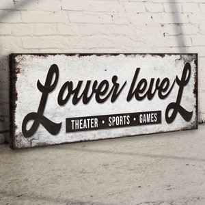 Lower Level Sign | Basement Signs | Theater Room Decor | Basement Wall ...