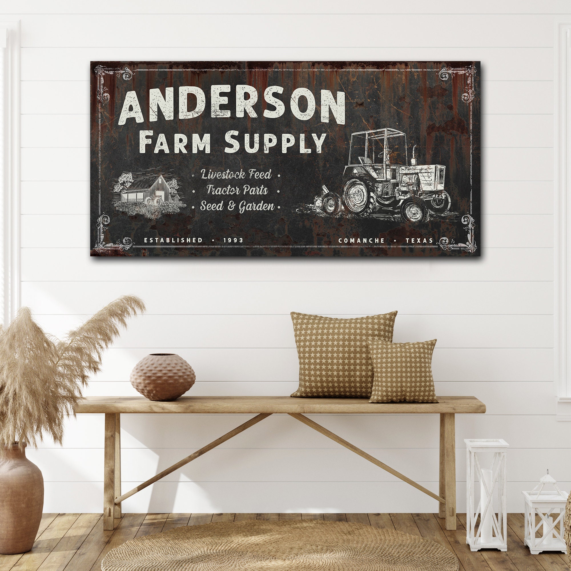 Farm Sign Farmhouse Decor Personalized Gift Vintage Tractor | Etsy